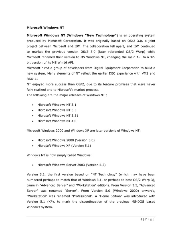 Microsoft Windows Nt | PDF
