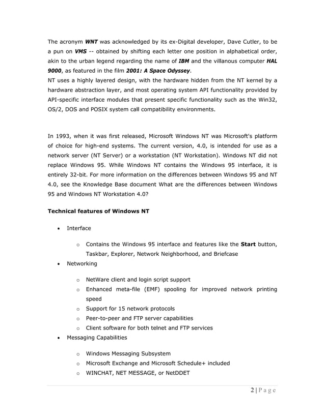Microsoft Windows Nt | PDF
