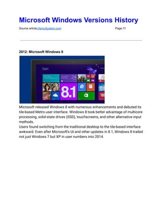Microsoft Windows Versions History | PDF