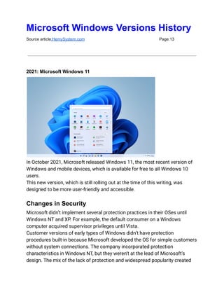 Microsoft Windows Versions History | PDF