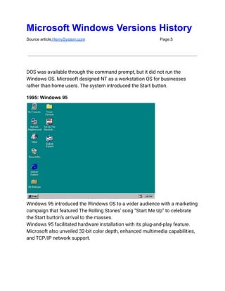 Microsoft Windows Versions History | PDF