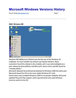 Microsoft Windows Versions History | PDF
