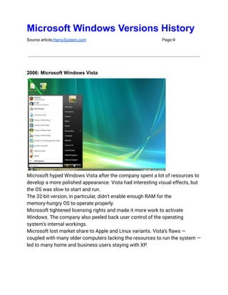 Microsoft Windows Versions History | PDF