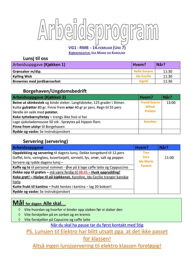 Ukeplan og arbeidsplaner | PPT