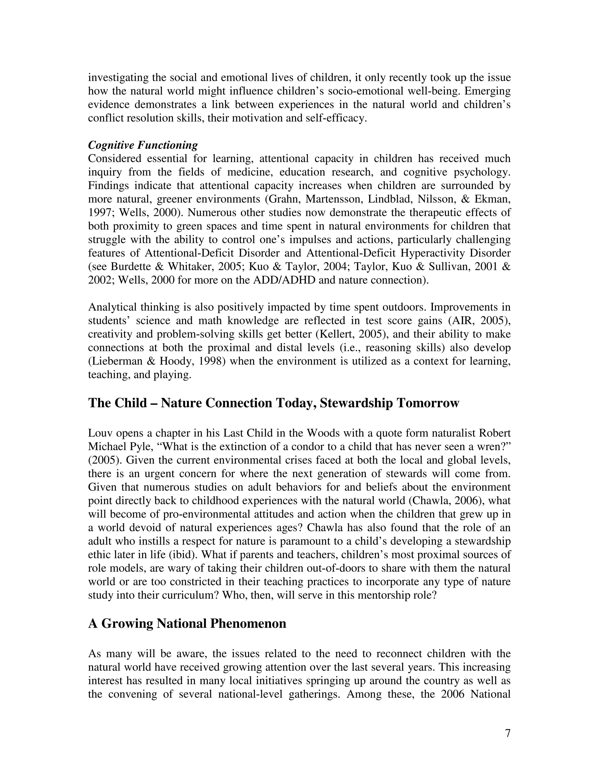 Researching the Child ~ Nature Connection | PDF
