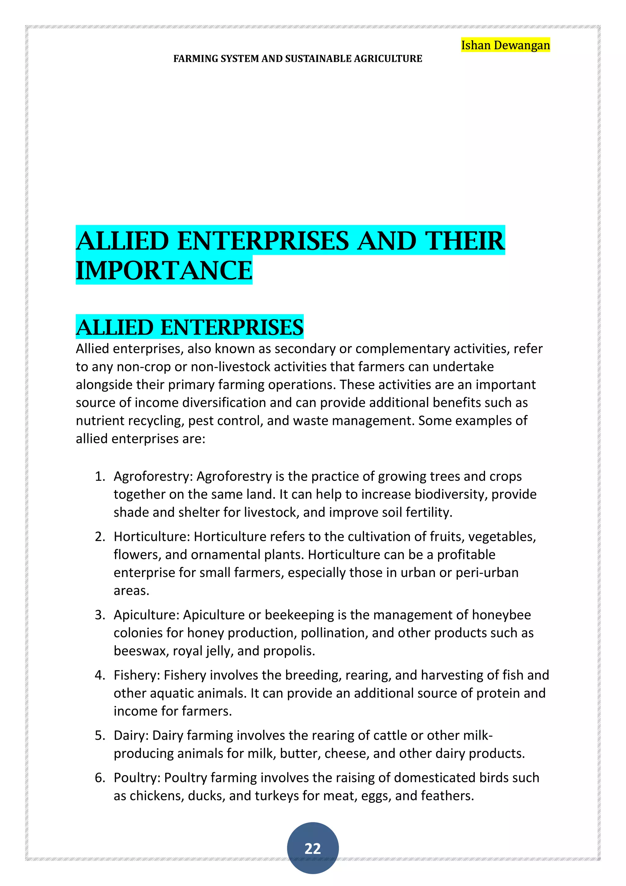 Farming system and sustainable agriculture notes | PDF