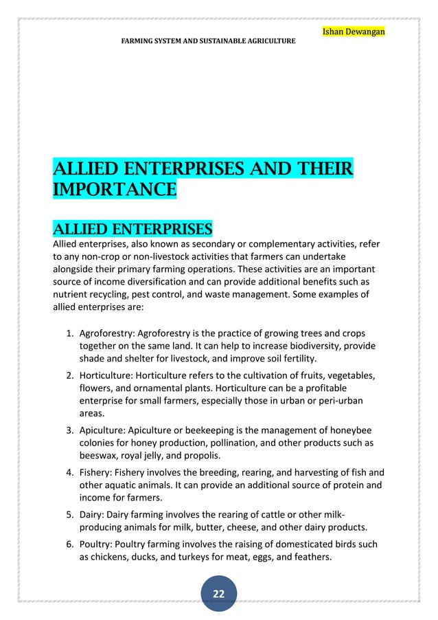 Farming system and sustainable agriculture notes | PDF