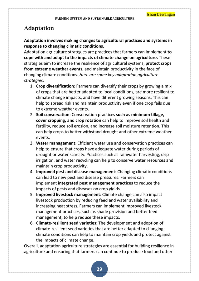Farming system and sustainable agriculture notes | PDF