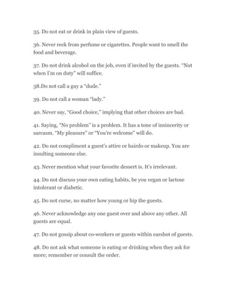 List of dos and don’ts for servers at restaurants worldwide - Miguel ...