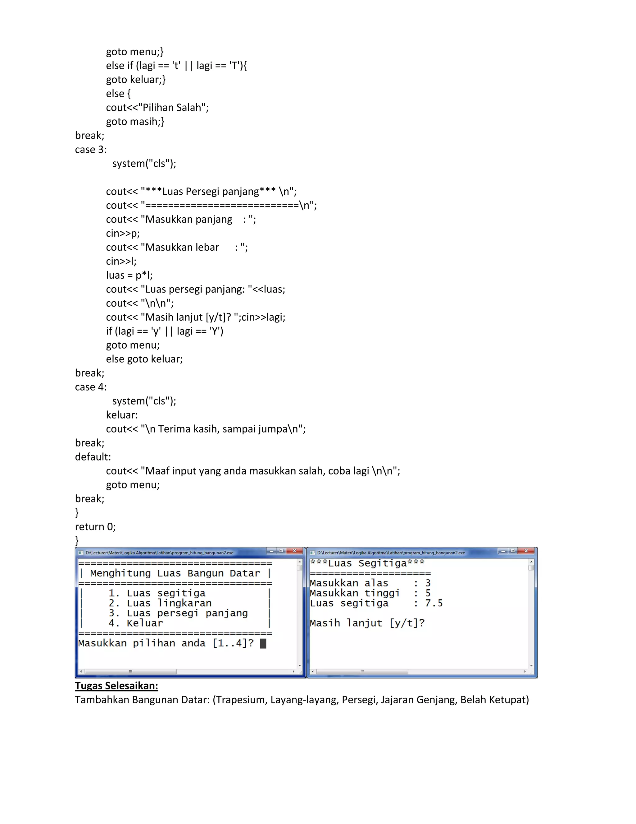 Menghitung Luas Bangunan dengan C++ | PDF