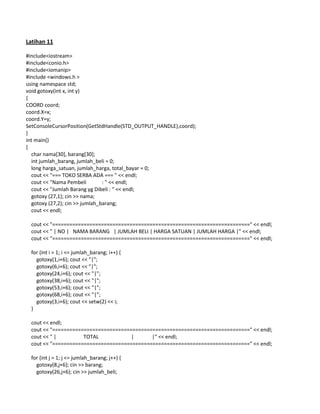 Latihan C++ menggunakan setConsoleCursorPosition | PDF