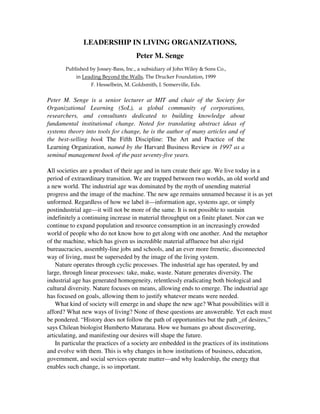 Microsoft word leadership in living organizations senge | PDF