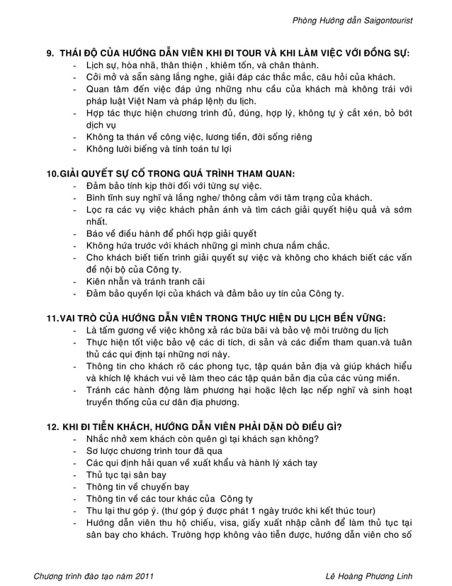 Saigontourist - Quy Chuẩn Inbound | PDF