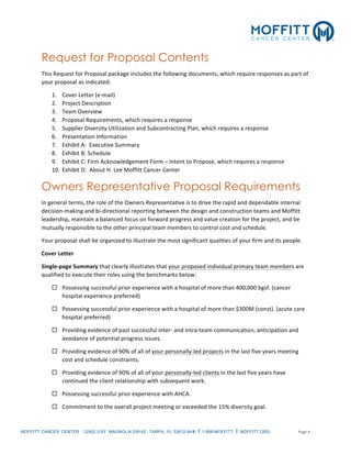 Moffitt Cancer Center RFP 19-12-ssp new hospital expansion owners ...