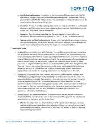 Moffitt Cancer Center RFP 19-12-ssp new hospital expansion owners ...