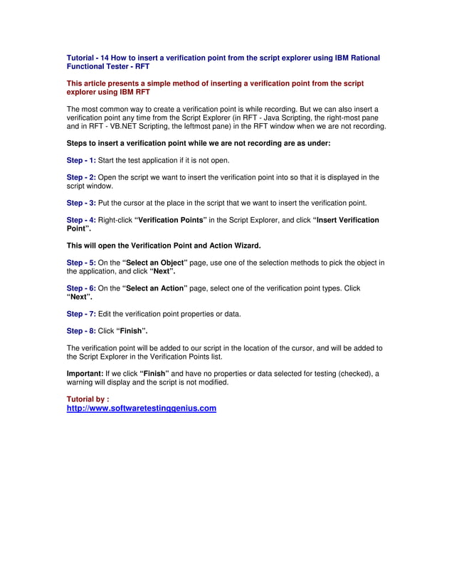 Tutorial - 14 How to insert a verification point from the script ...