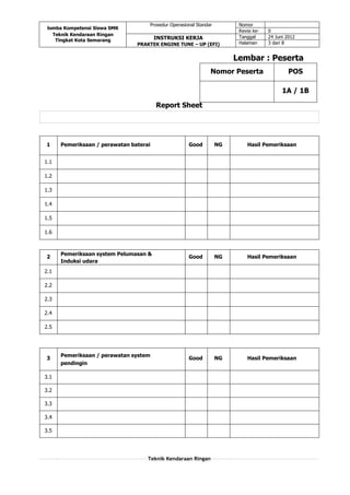 Microsoft word soal praktek engine tune-up efi lks smg 2012 lbr peserta | PDF