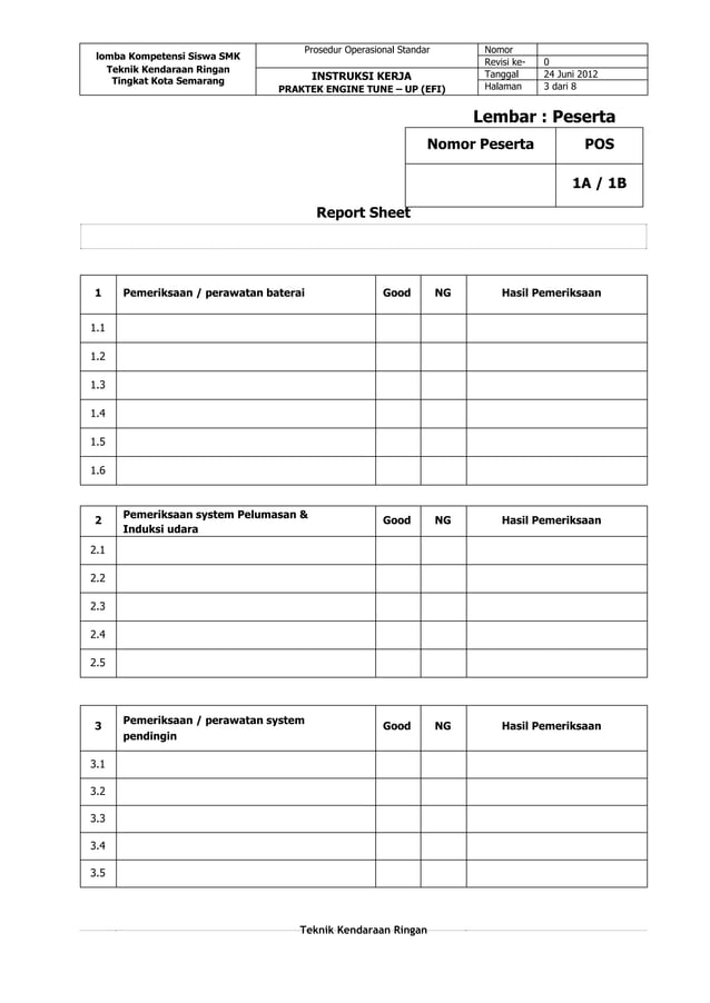 Microsoft word soal praktek engine tune-up efi lks smg 2012 lbr peserta | PDF