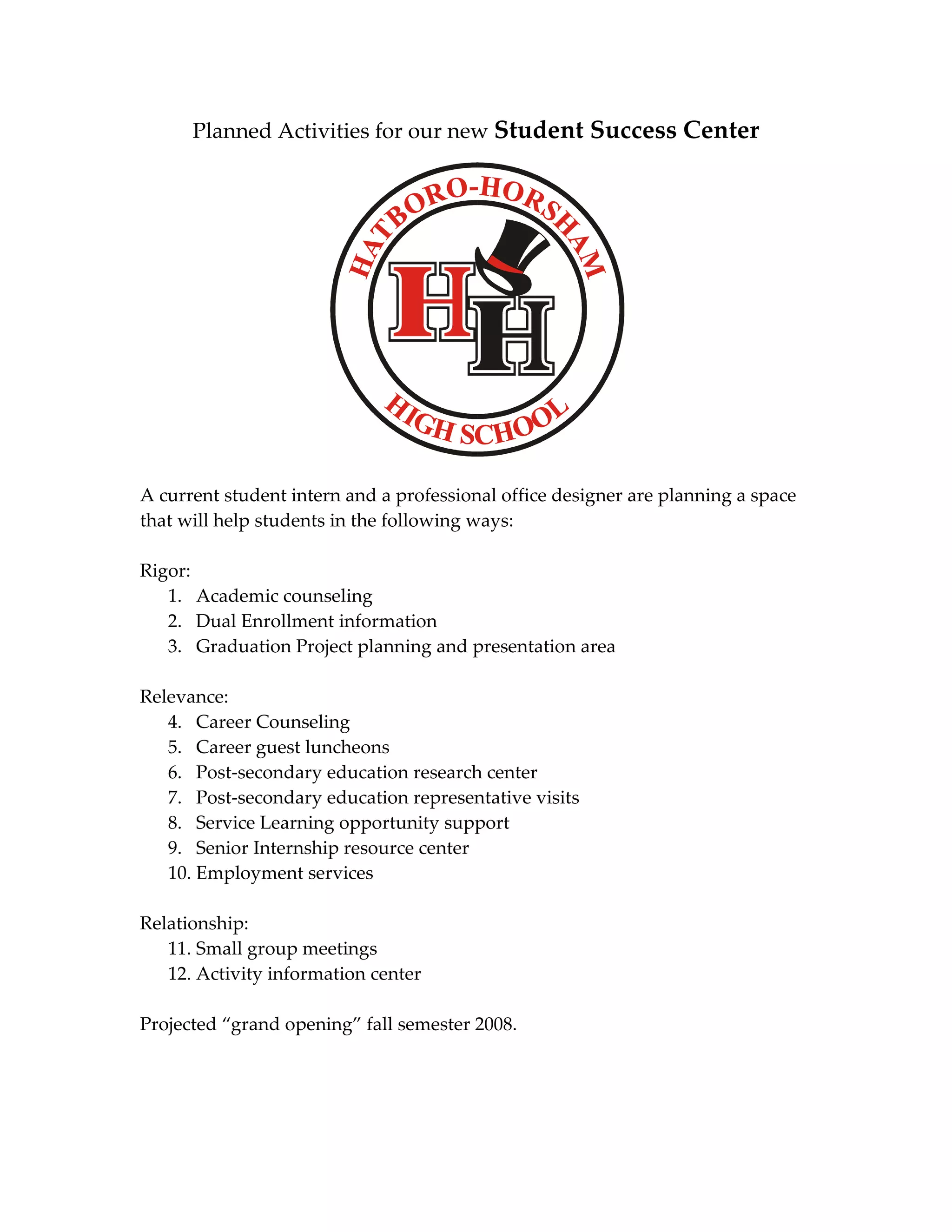 Student Success Center | PDF