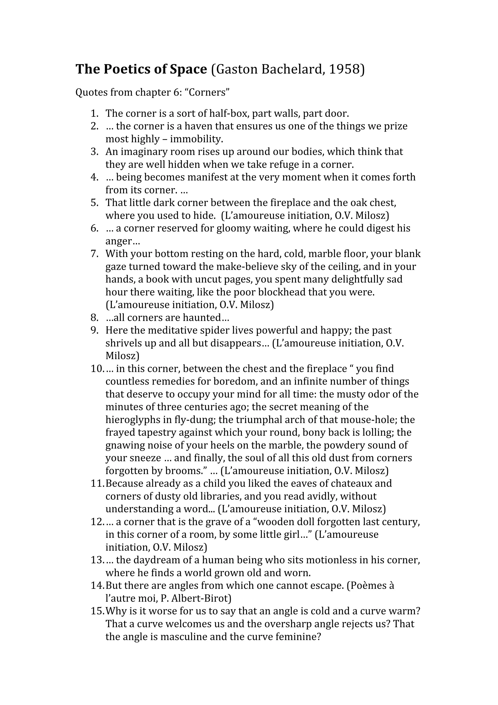 Quotes from The Poetics of Space | PDF