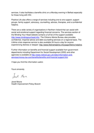 Response from NI Department of Health to my letter re HIV and Poverty ...