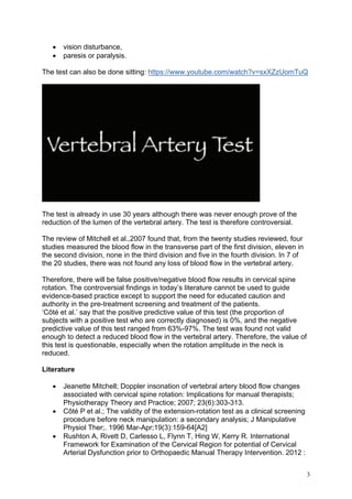 The Vertebral Artery Test | PDF