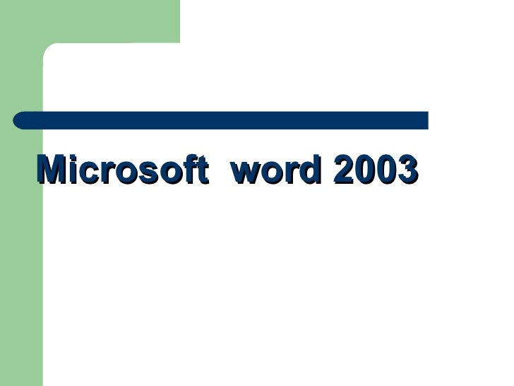 Microsoft word 2003 1
