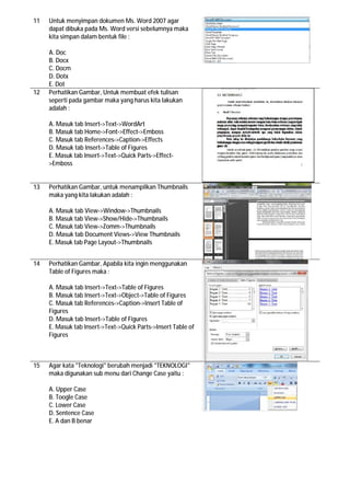 contoh ujian Microsoft word 2007 | PDF