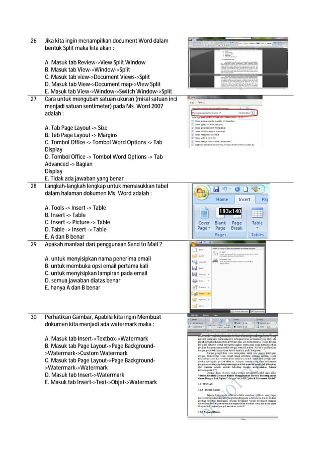 contoh ujian Microsoft word 2007 | PDF
