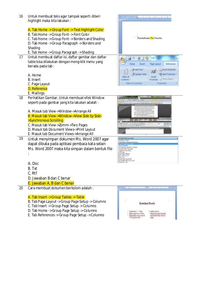 contoh ujian Microsoft word 2007