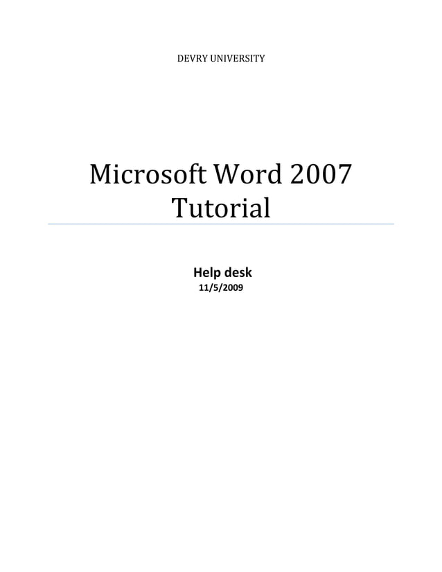 Microsoft word 2007_tutorial | PDF