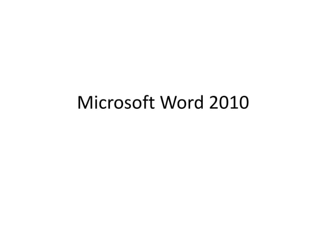 Microsoft word 2010 | PPTX