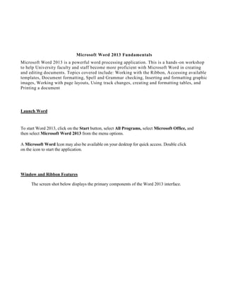 Microsoft Word 2013 key features, tools, and techniques | PDF