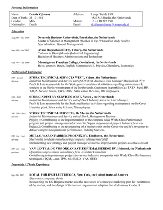 Cv Dennis Zijlmans2010 | PDF | Business Administration | Business