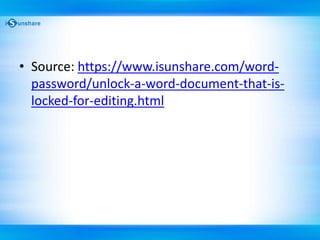Microsoft Word Document Locked for Editing How to Unlock | PPTX