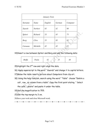 Microsoft word exercises | PDF