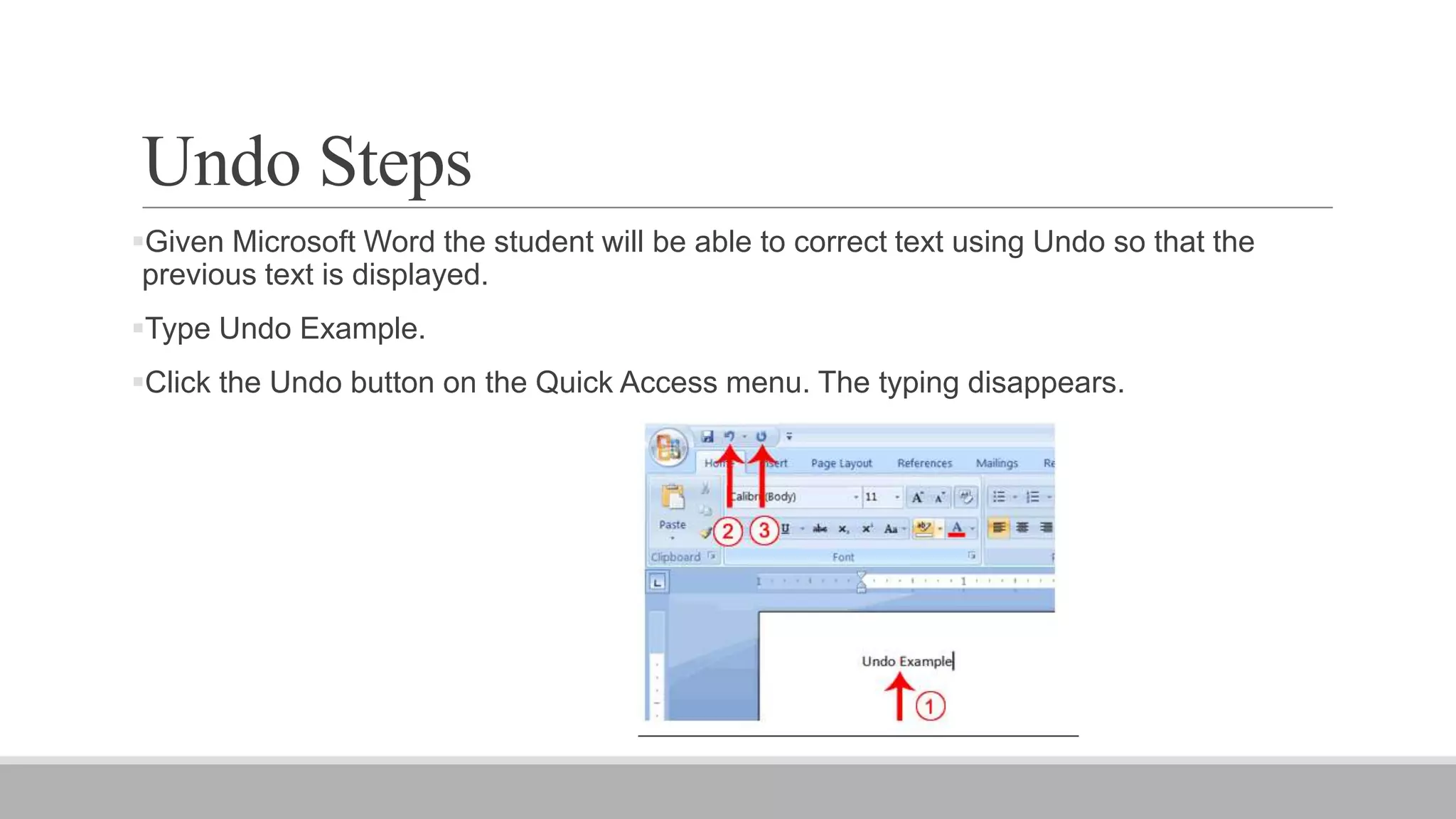 Microsoft word fundamentals undo, redo and print spring_2014 | PPTX
