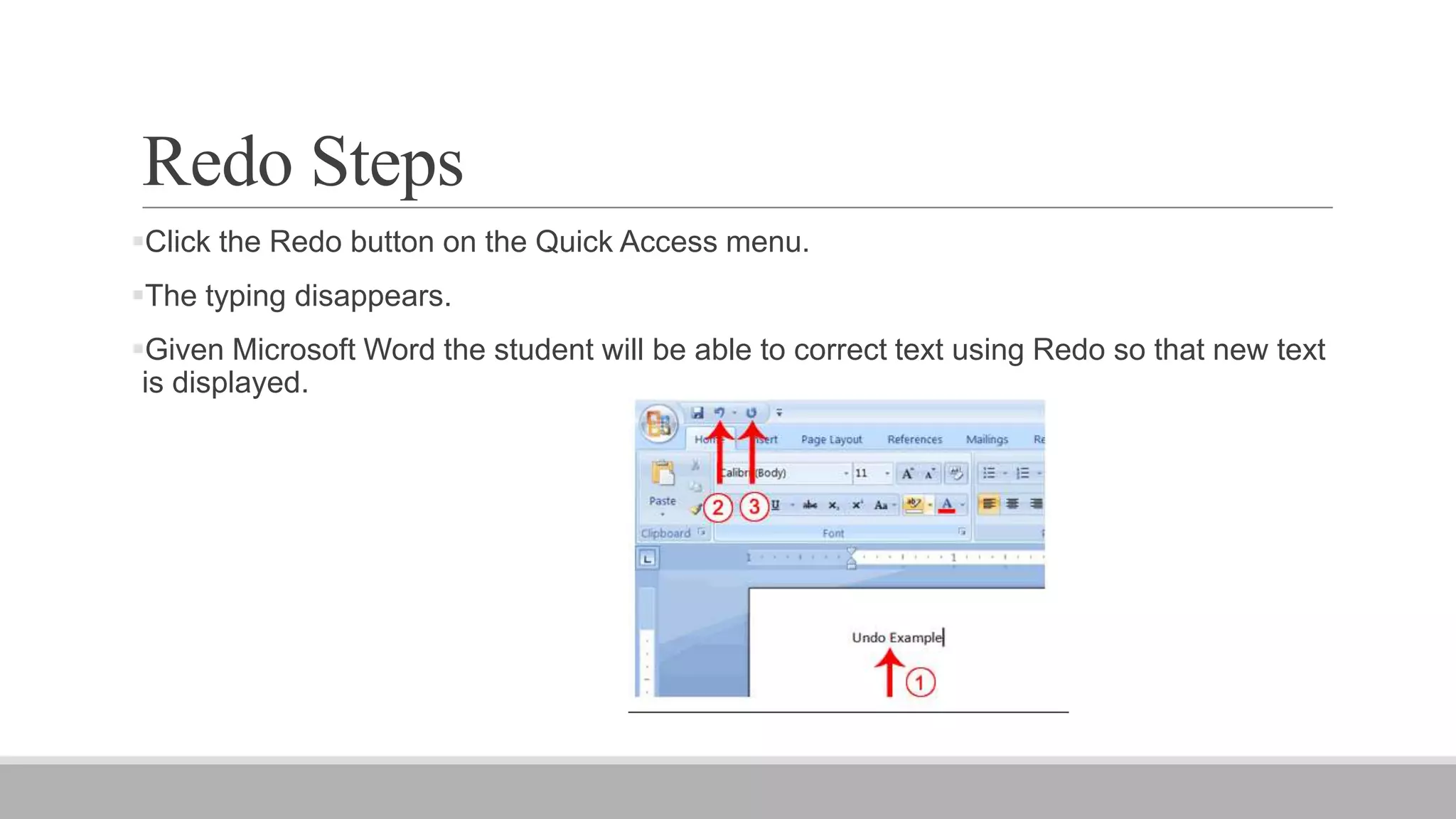 Microsoft word fundamentals undo, redo and print spring_2014 | PPTX