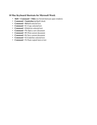 Microsoft Word Glossary and Keyboard Shortcuts | PDF