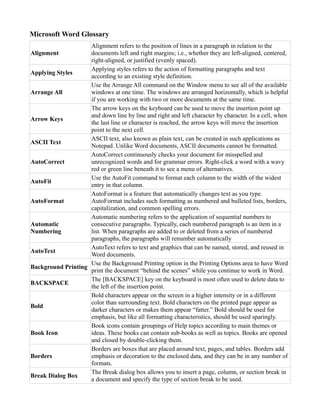 Microsoft Word Glossary and Keyboard Shortcuts | PDF