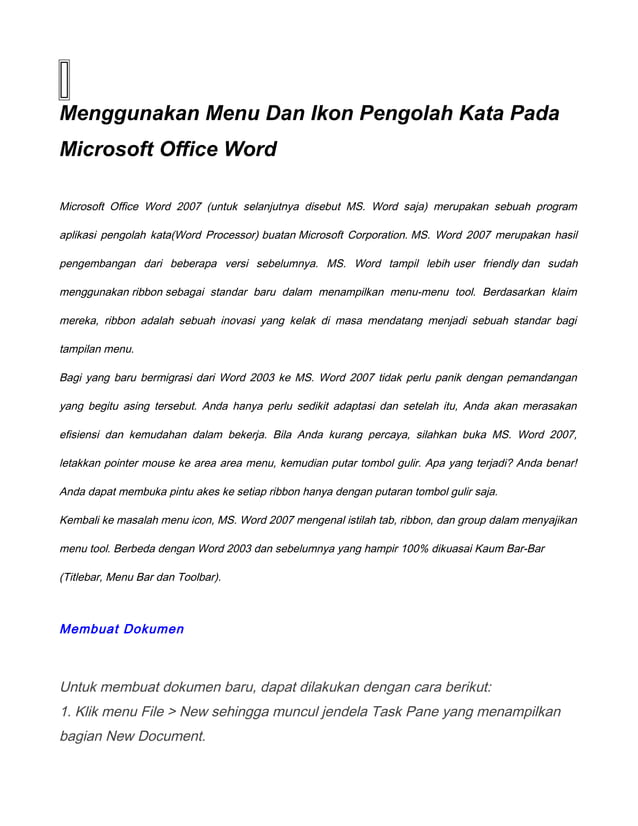 Microsoft word (materi tik kls 1 semseter 1) | ODT
