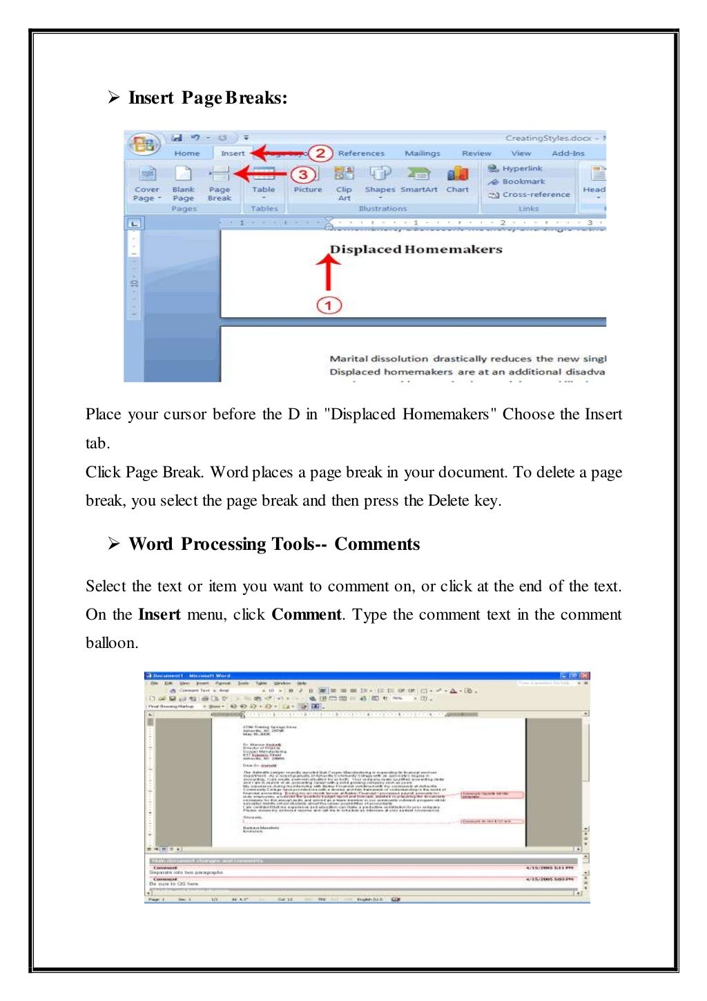 Microsoft word features