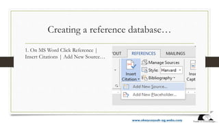 Microsoft Word Reference Manager for Researchers Part I | PPT