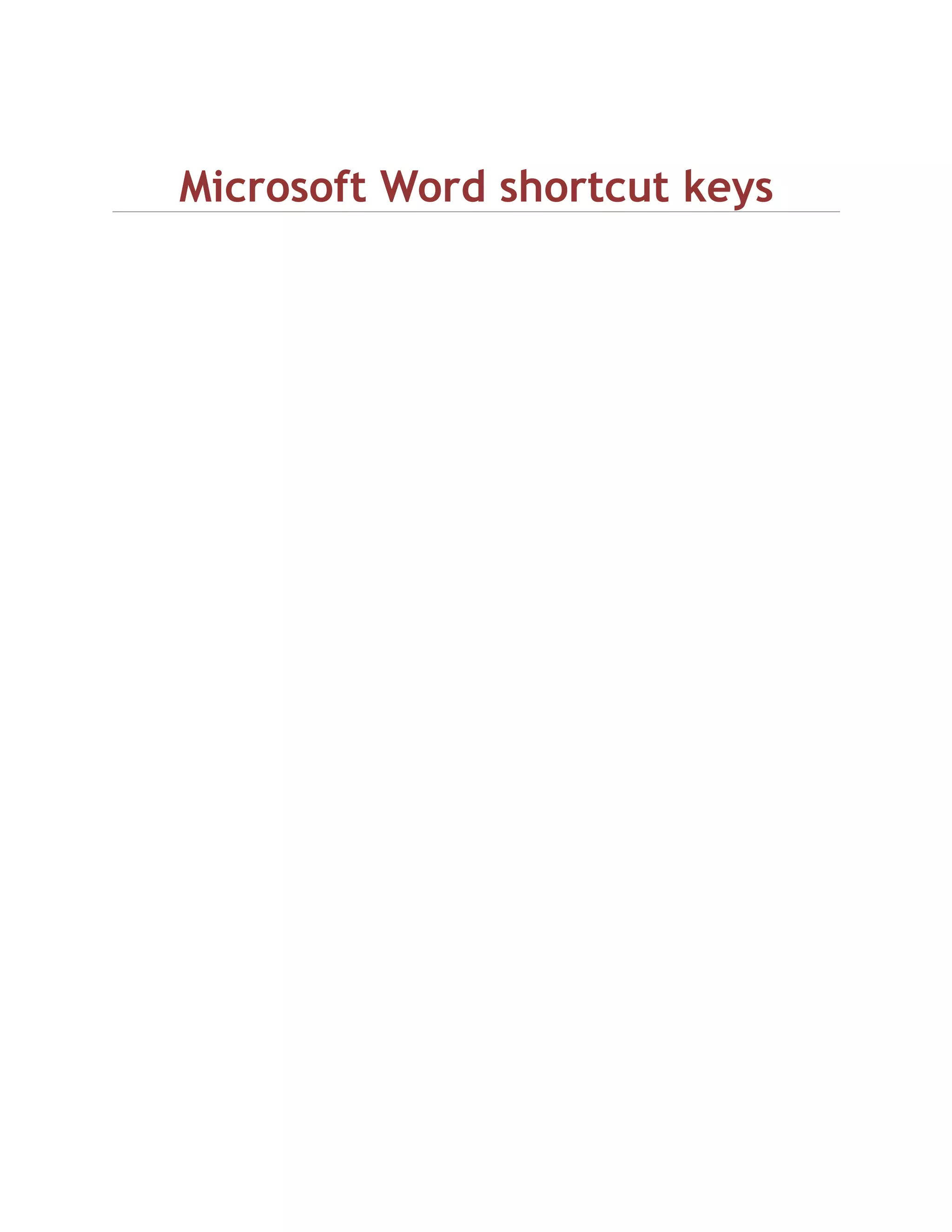 Microsoft Word Shortcut Keys | DOC