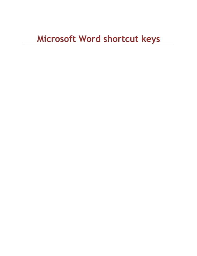 Microsoft Word Shortcut Keys | DOC