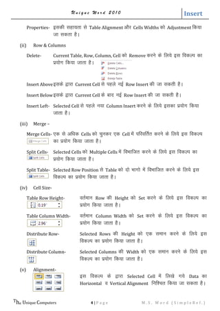 Microsoft word 2010 in Hindi 2 Lession | PDF