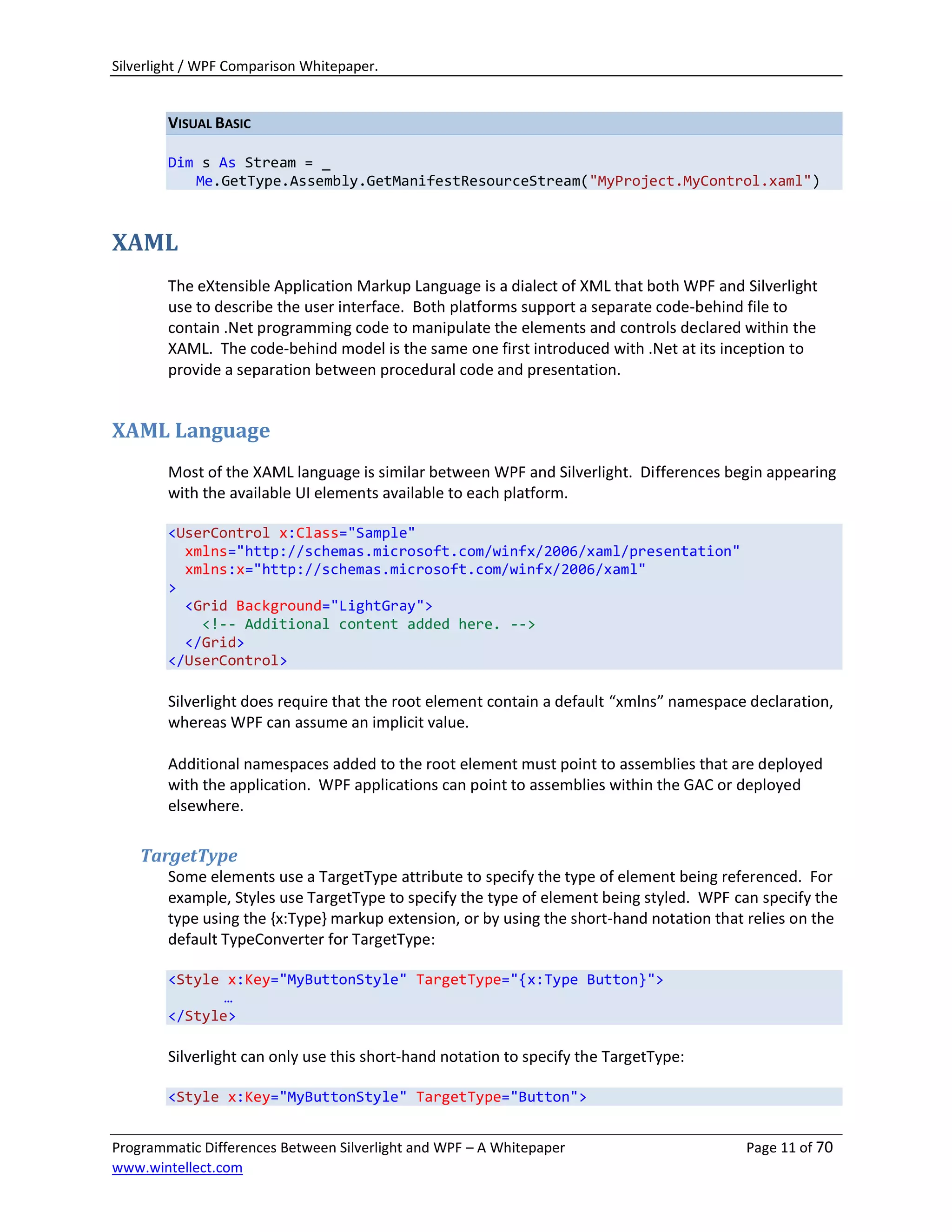 Microsoft Wpf Silverlight Comparison Whitepaper V1 1 | PDF