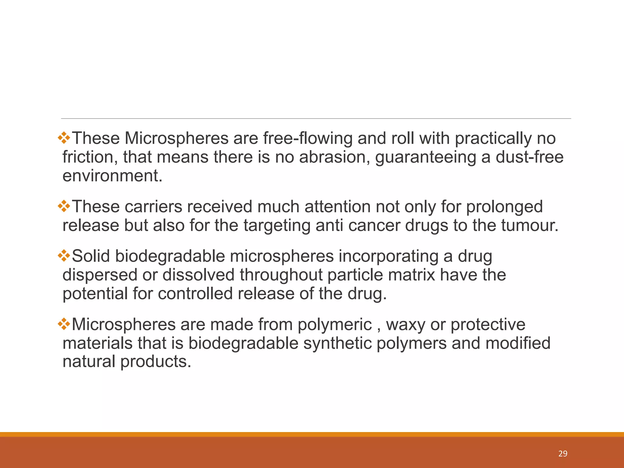 Microspheres types preparation evaluation and application | PPTX