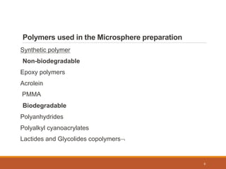 Microspheres types preparation evaluation and application | PPTX