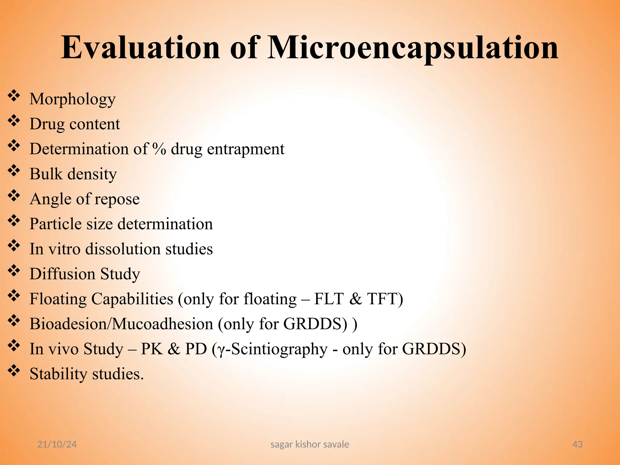 Microspheres technique for encapsulation of drugsppt | PPT